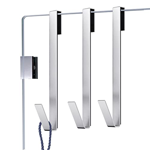 10 IN Shower Door Hooks, Towel Hooks for Bathrooms Extended Shower Hook,Heavy Duty Drilling-Free Shower Towel Hook Suitable for Frameless Glass Shower Door,Over the Door Towel Rack 3 Pack-Silver