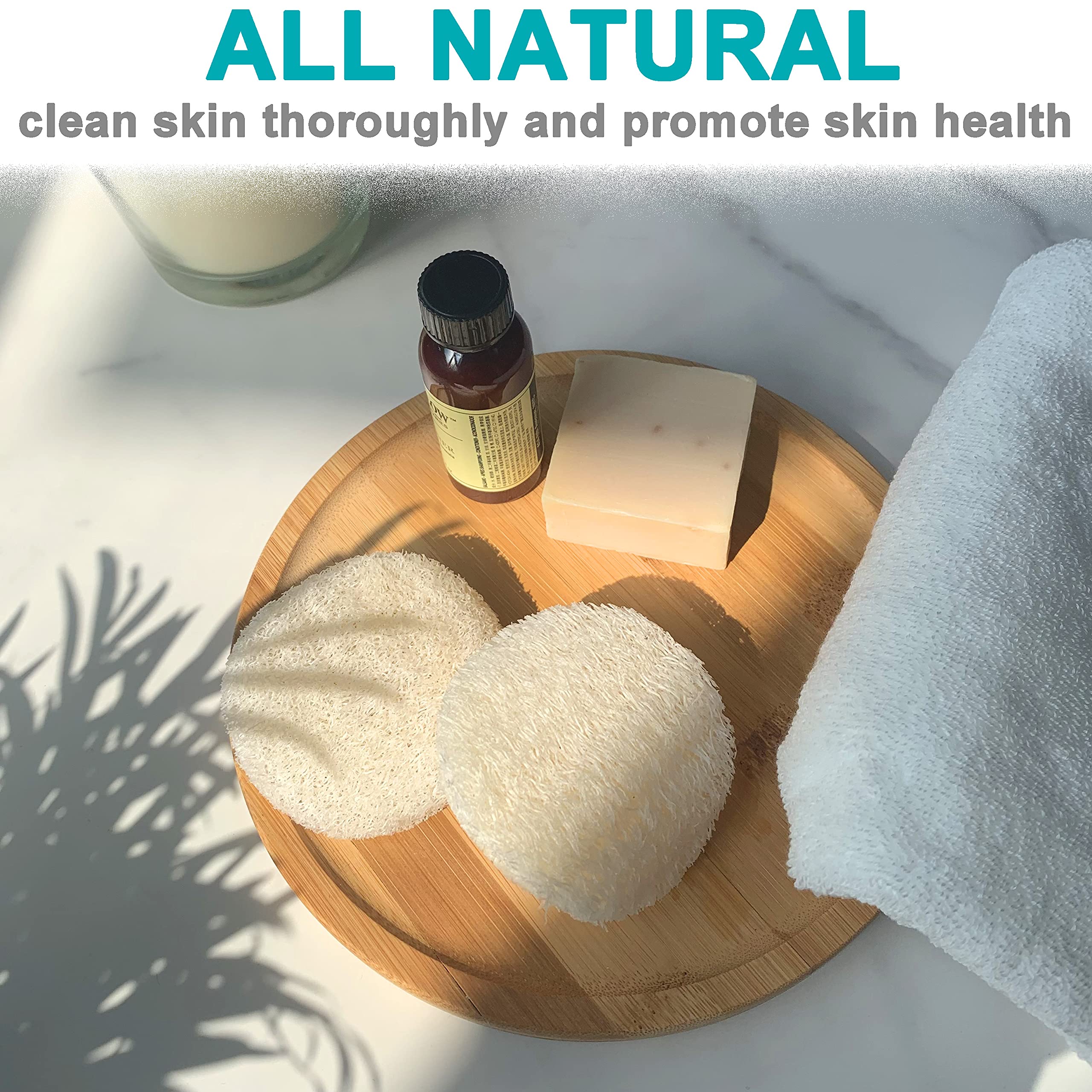 18 pcs/Set Natural Exfoliating Face Pad Loofah Sponge Facial Brush - Makeup Remover - Shower Scrubber - Remove Dead Skin - Body Bath Spa for Men & Women - Renewable Resource - Pack of 18