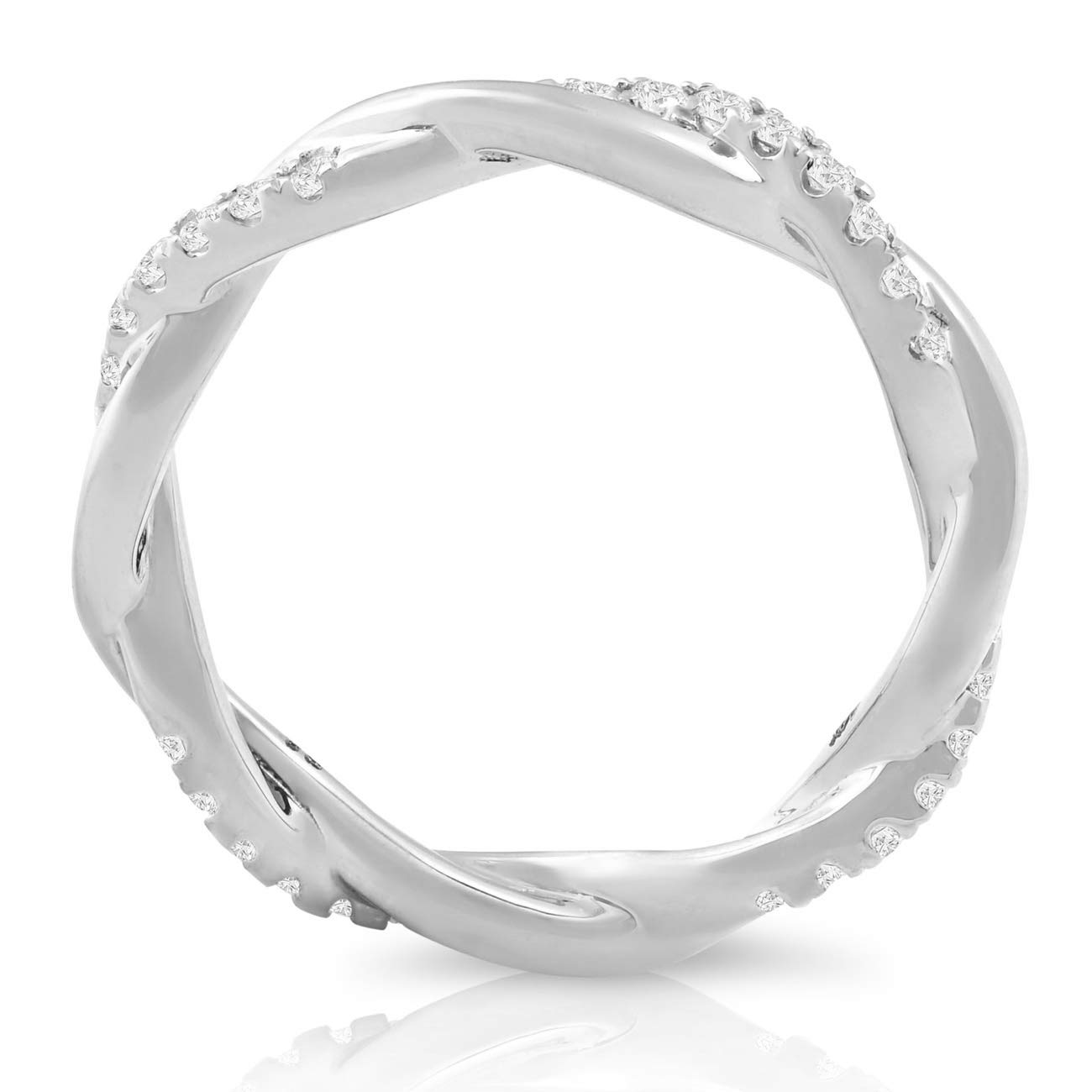 1/3 Ct Diamond Eternity Petite Twist Vine Eternity Wedding Ring 10k White Gold - Size 7