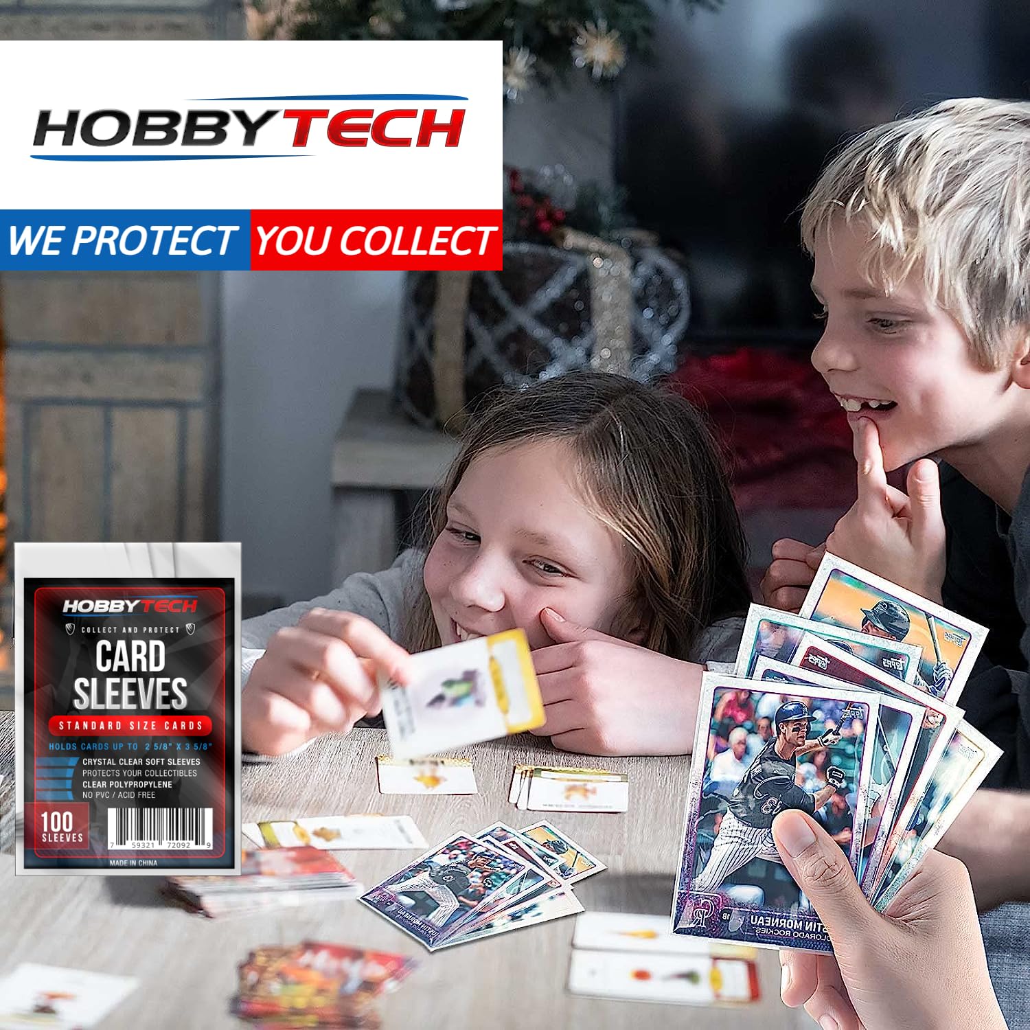 100 Pcs Standard Size Card Sleeves - Premium Penny Sleeves for Sports Cards, TCG, MTG - Protect Your Collectibles with HOBBYTECH (1 Pack)