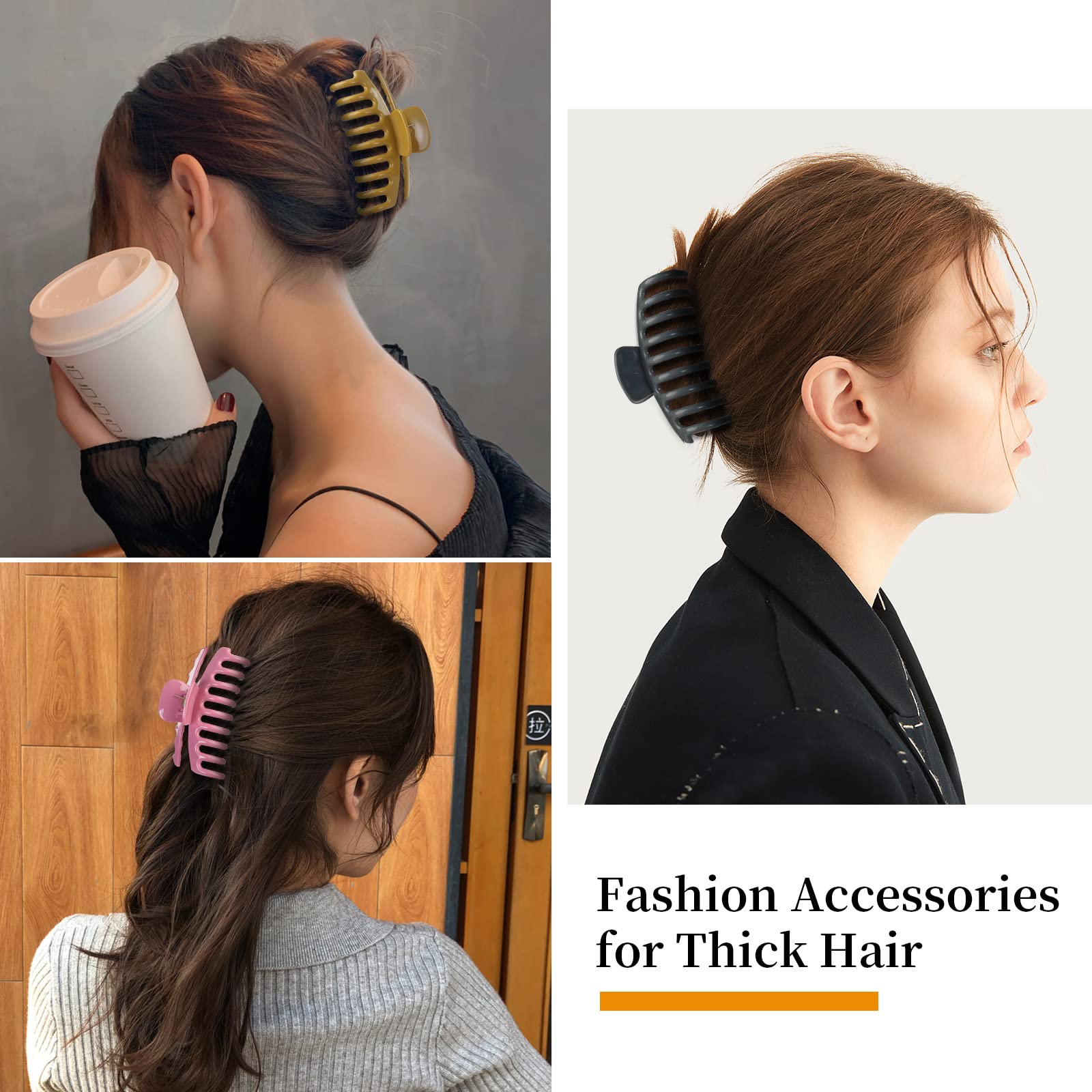 12 Pack Hair Claw Clips Large 4.3 Inch Hair Clips Stylish Barrettes in 12 Colors for Women