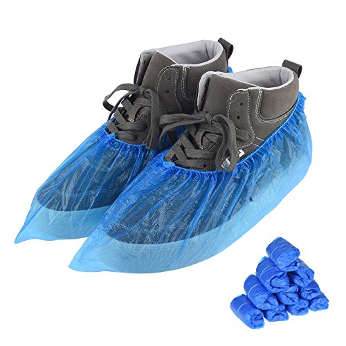 100 PCS(50 Pairs)Shoe Covers Disposable, Green Convenience, Recyclable, Boot Cover, Waterproof, Non slip, Dust proof, One Size Fit All, Durable CPE Material, Blue, Protect Your Shoes, Floor, Carpet