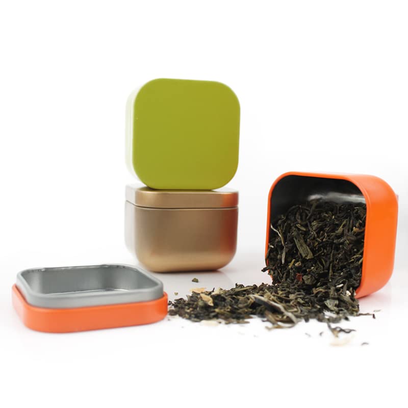 10-Pack Multicolor Small Square Tinplate Tea Tin Can Exquisite Candy Gift and Crafts Box Food Storage Container (Mix-color)