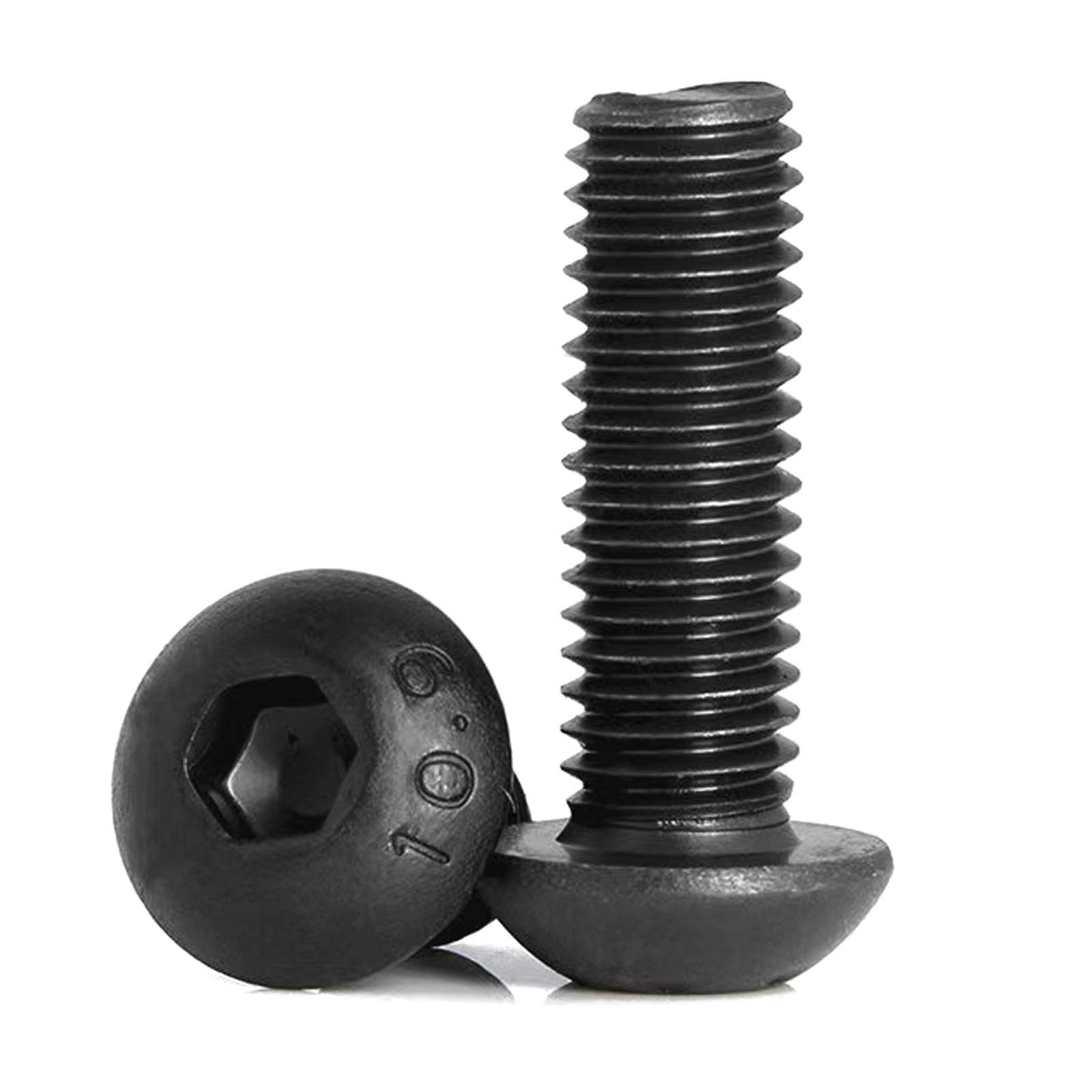 10 Pcs M10-1.5 x 20mm Button Head Socket Cap Screws, 10.9 Grade Alloy Steel, Allen Socket Drive, Black Oxide Finish, Full Thread (10.9 Grade,M10-1.5 x 20mm,10 Pcs)