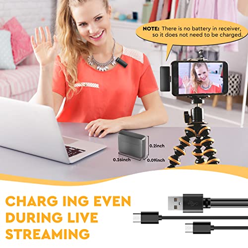 2 Pack Wireless Lavalier Microphone for iPhone iPad with Charging Case, Intelligent Noise Reduction Clip on Lapel Microphone Wireless for Video Recording Vlogging, YouTube, Interview, 65ft