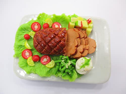 1:6 Compatible with Barbie Dollhouse Miniatures Food Honey Glaze Ham BBQ Thanksgiving Supply 16234