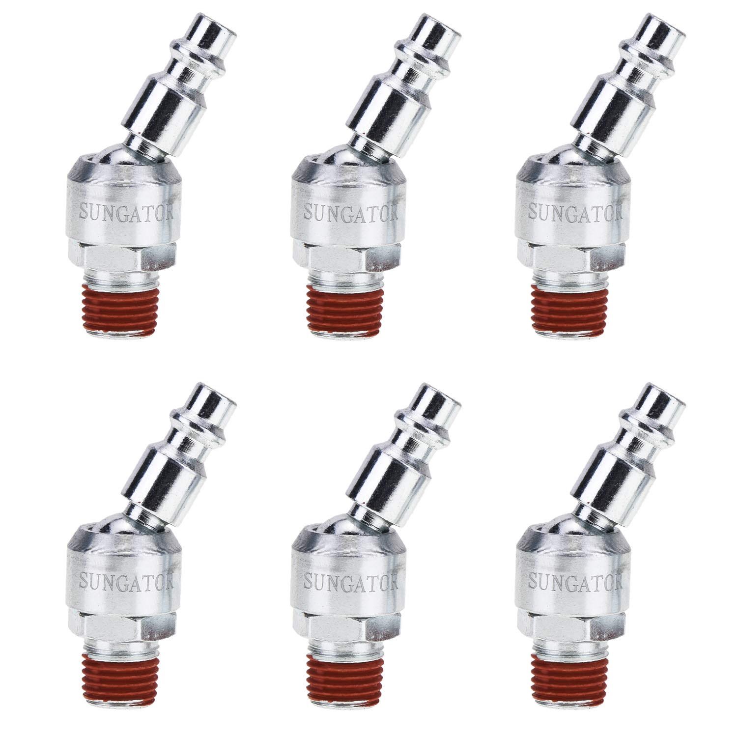 1/4" Swivel Air Plug, SUNGATOR 6-Pack Industrial Swivel Coupler and Plug, 1/4-Inch NPT Male Thread, Air Hose Fittings