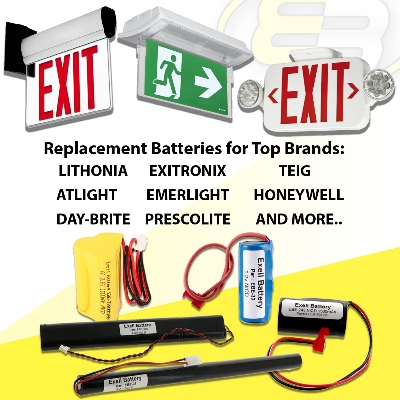 1.2V 1200mAh Emergency-Lighting Exit Sign Battery, Replaces Lithonia ELB1210N, ELB1P201N, ELB1P201N2, and ELB1P2901N