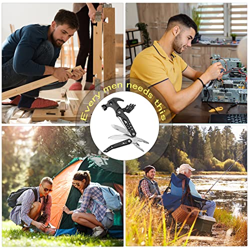 14 in 1 Multitool Hammer - All in One Tool Mini Camping Hammer, Cool Hiking Survival Gear, Multitool Gadgets For Mens Gifts, Hunting Stocking Stuffers For Men