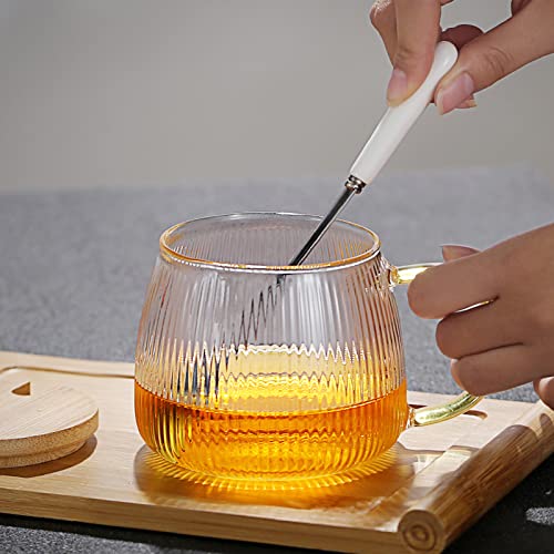 15 Oz Glass Coffee Mugs Set of 2,Glass Coffee Cups with Lids and Spoon,Clear Coffee Mug for Hot Beverages and Cold,Ice Coffee,Tea,Cereal, Milk,Cappuccino,Latte,Dishwasher and Microwave Safe.