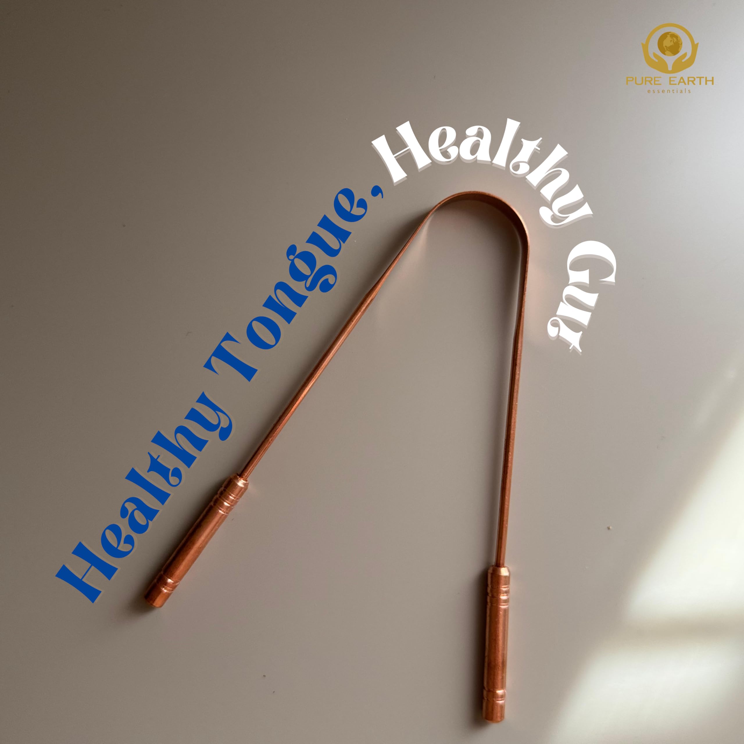 100% Pure Copper Tongue Scraper for Adults - Heavy-Duty, Rust-Proof, Long-Lasting Oral Care - Travel Tongue Scraper Ayurvedic with Case - PURE EARTH essentials (1 Piece/Pack)