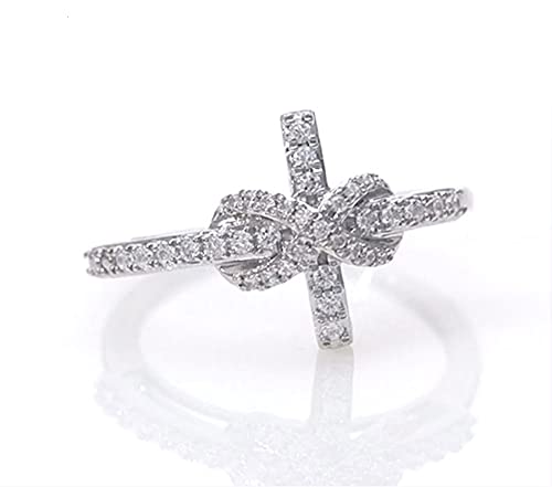 1/4 CT. T.W Round Cut Simulated Diamond Sideways Cross with Infinity Engagement Ring 925 Sterling Silver (12)