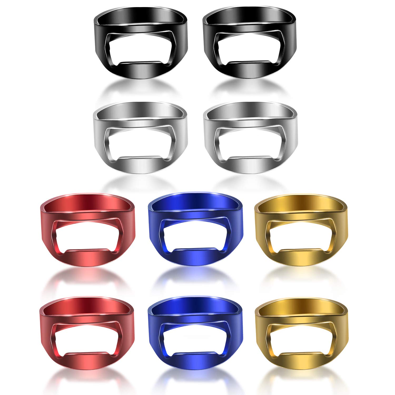 10 Pieces Ring Bottle Opener Stainless Steel Beer Bottle Opener Colorful Finger Bottle Opener for Party Present Supplies