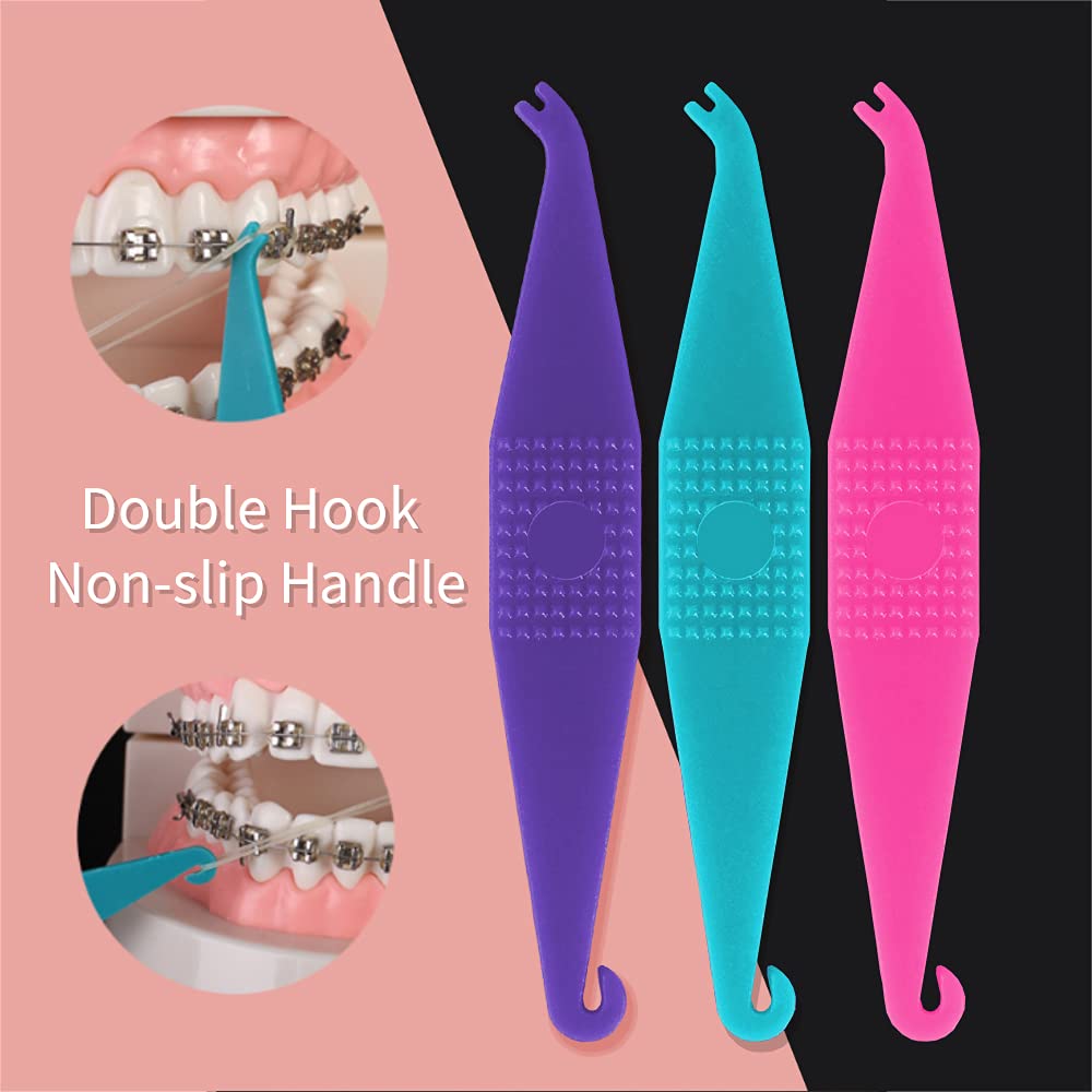 20 Pack Braces Rubber Band Tool Dental Elastic Rubber Bands Placers for Braces Disposable Plastic Orthodontic Elastic Placers