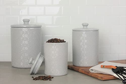 10 Strawberry Street Kitchen Canister Set, 3 Piece, Diamond Gray