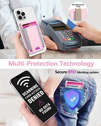 2-in-1 Magnetic Wallet, Up-grade with iPhone Wallet and Adjustable Stand, Open ID Window, Magnetic Wallet for iPhone 14 Pro Max/14 Pro/14/14 Plus/13/12 Series, 9 Cards Holder, Vegan Leather, Pink
