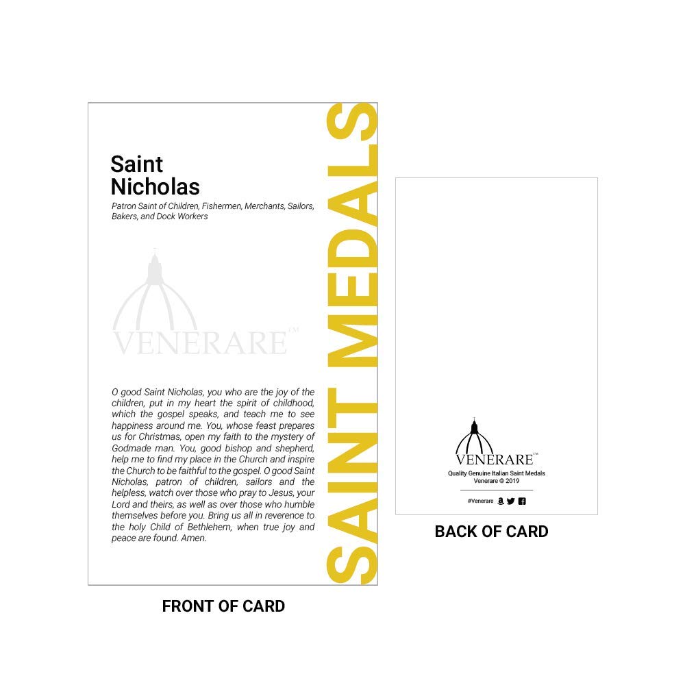 1" Saint and Holy Subject Medal with Prayer Card | Over 25 Different Saints | Durable and Detailed Charm | Pendant Medal Carded with Prayer | Christian Jewelry (St. Nicholas)