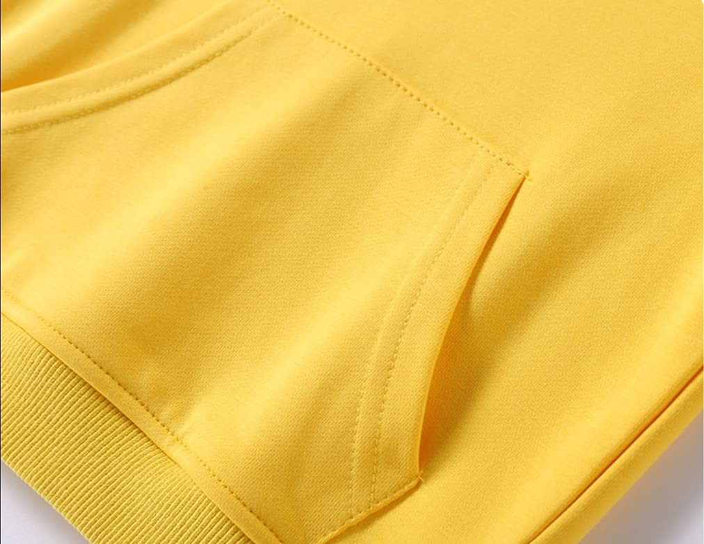 TeTii Baby Toddler Kids Boy Girl Solid Casual Pocket Hoodie Sweatershirt Pullover Yellow
