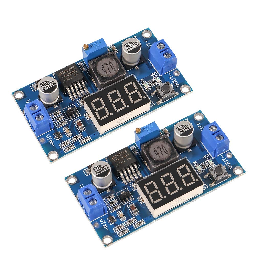 ALMOCN 2PCS LM2596S Buck Converter Step-Down Power Module DC to DC 4.0-40V to 1.25-37V Voltage Regulator with LED Voltmeter Digital Display