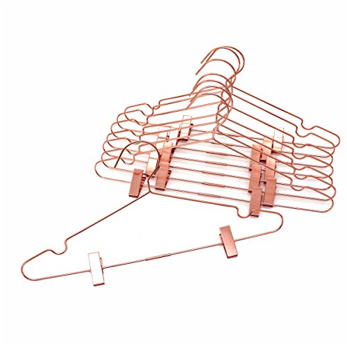 25Pack Koobay 17" Metal Hook Wire Rose Gold Copper Hangers with Clips Clothes Stroage Coat Hangers