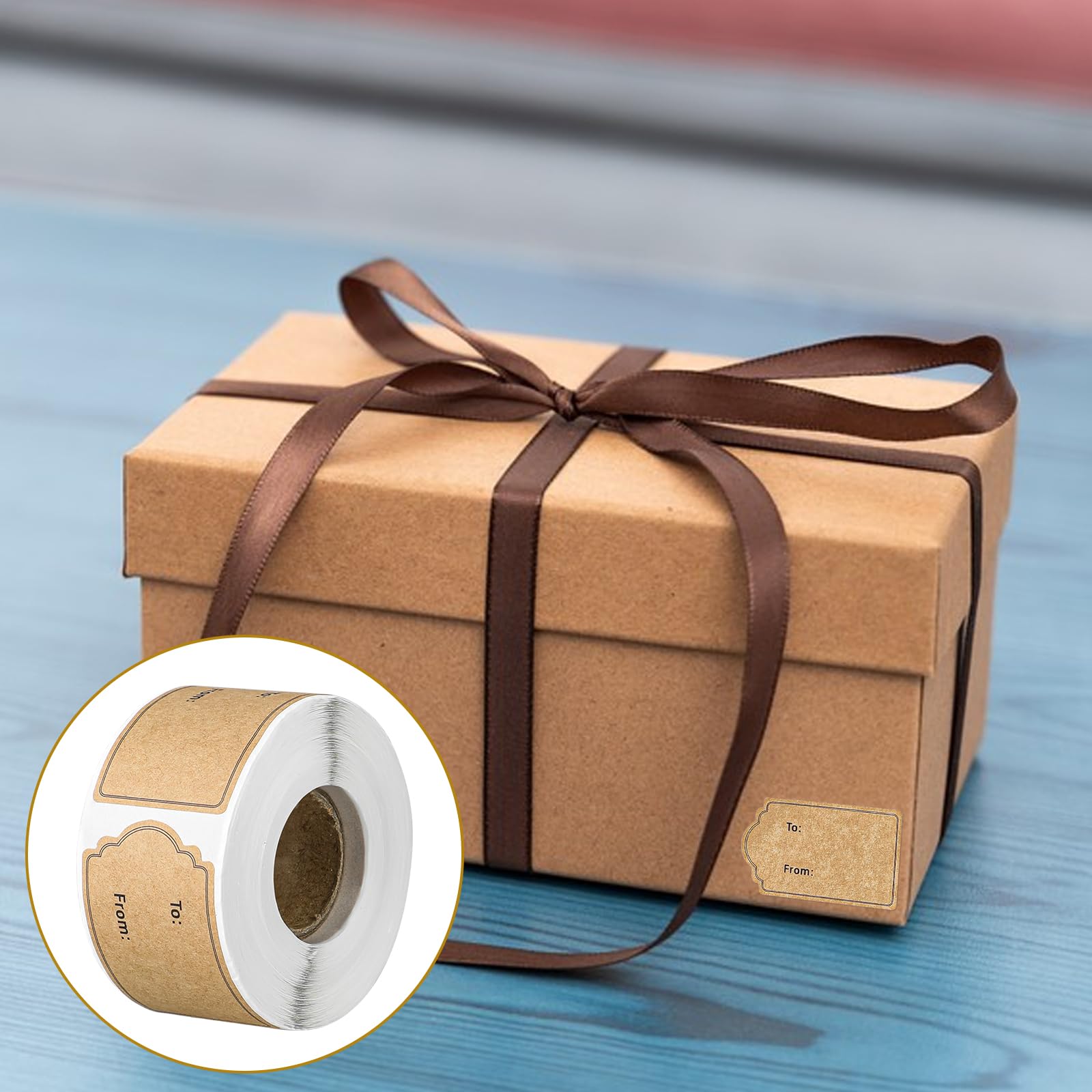 1"x2" to and from Gift Tag Stickers, 300pcs/Roll Natural Brown Kraft to from Present Labels Name Tag Label Stickers for Weddings Present Gift Wrapping Cards (Style 2)