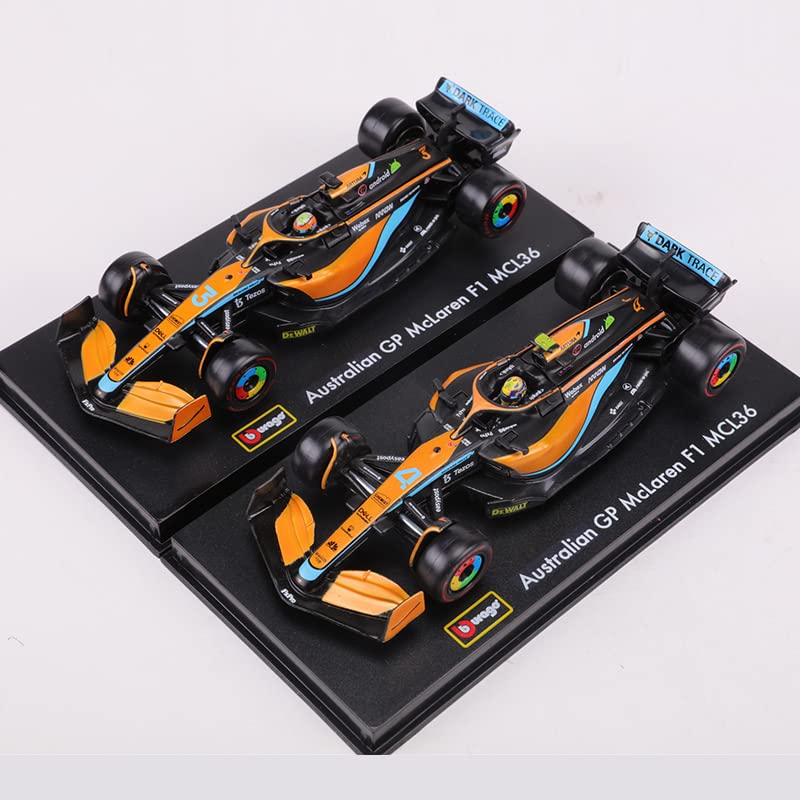1:43 2022 MCL36 F1 Racing Car NO.3 NO.4 Alloy Model Car for Bburago 38064 (NO.3 Hardcover Edition)