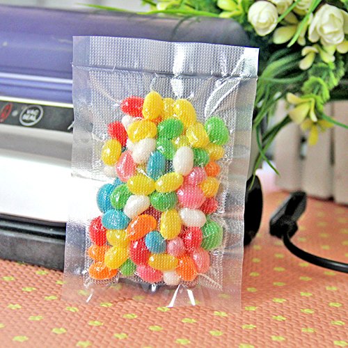 100 Pieces Vacuum Sealer Bags for Food Storage Open Top Clear Plastic Flat Pouches Bulk Food Packaging Bags with Tear Notch 2.7x3.9 inch