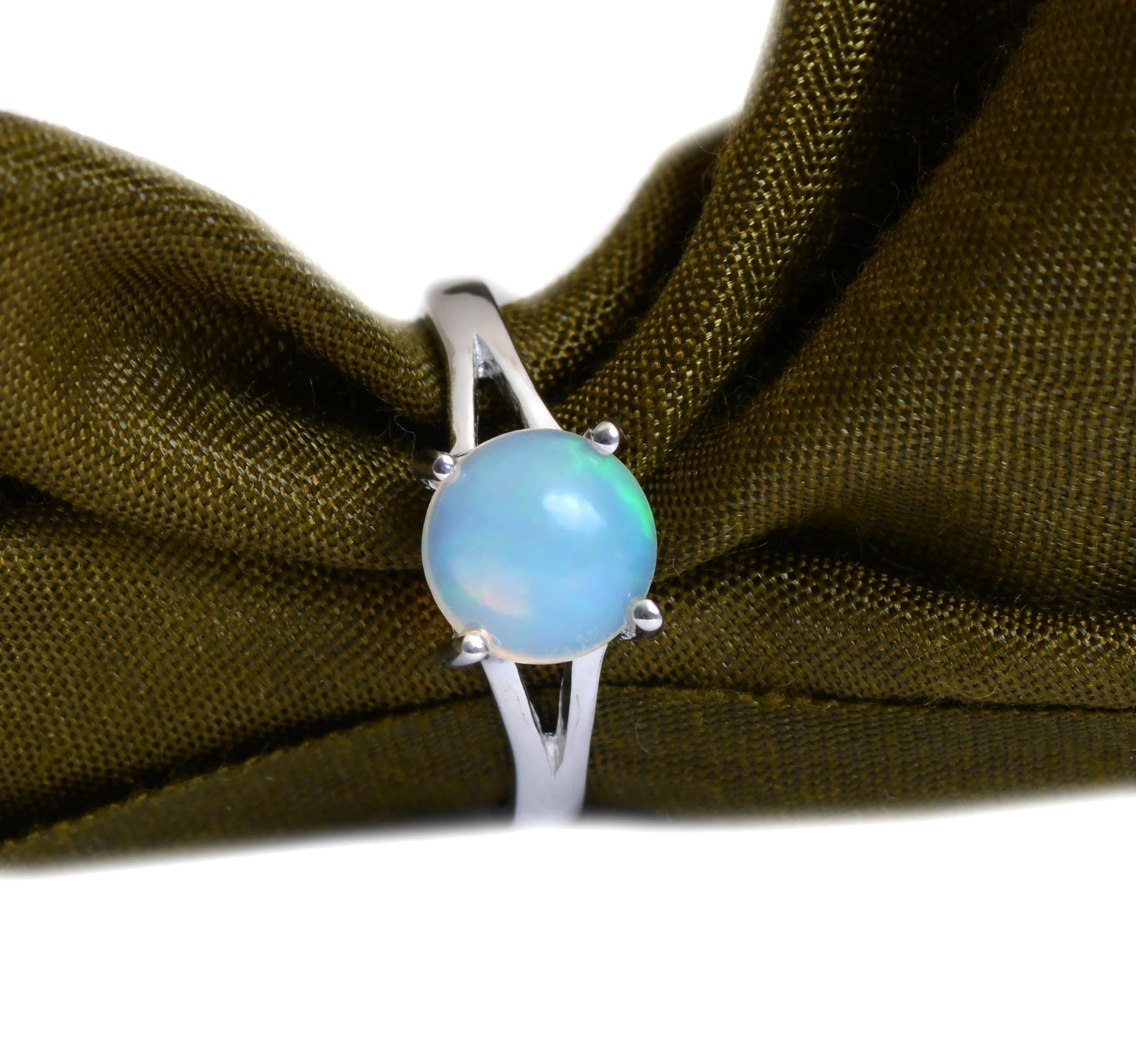 1.40 Carat Natural Finest Fire Ethiopian Opal Gemstone Woman Ring in 925 Sterling Silver