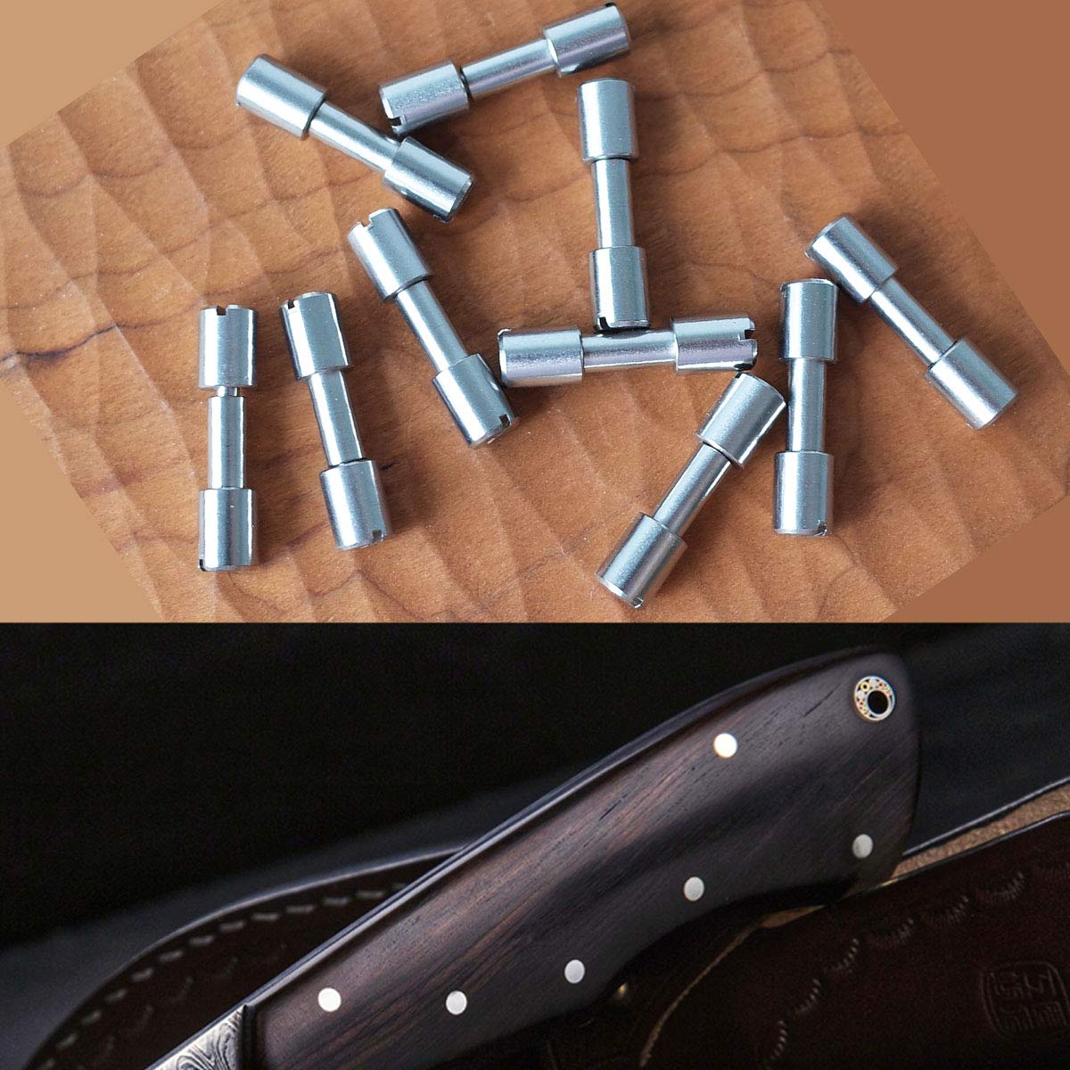 10 sets of stainless steel bracket bolt fasteners tactical lock rivets, knife DIY tool handle fastener revision, EDC knife screw(Head Diameter6 mm)