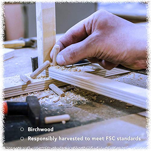 100 Pack 3/8" x 2" Wooden Dowel Pins Wood Kiln Dried Fluted and Beveled, Made of Hardwood
