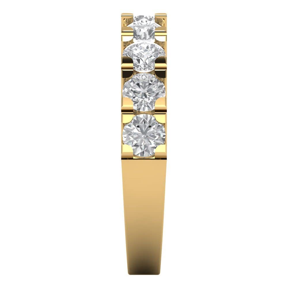 1.44 Carat Round Cut Zircon 14k Yellow Gold Stackable Designer Art Deco Everlasting Danity Statement Ring Band Sz 7.5