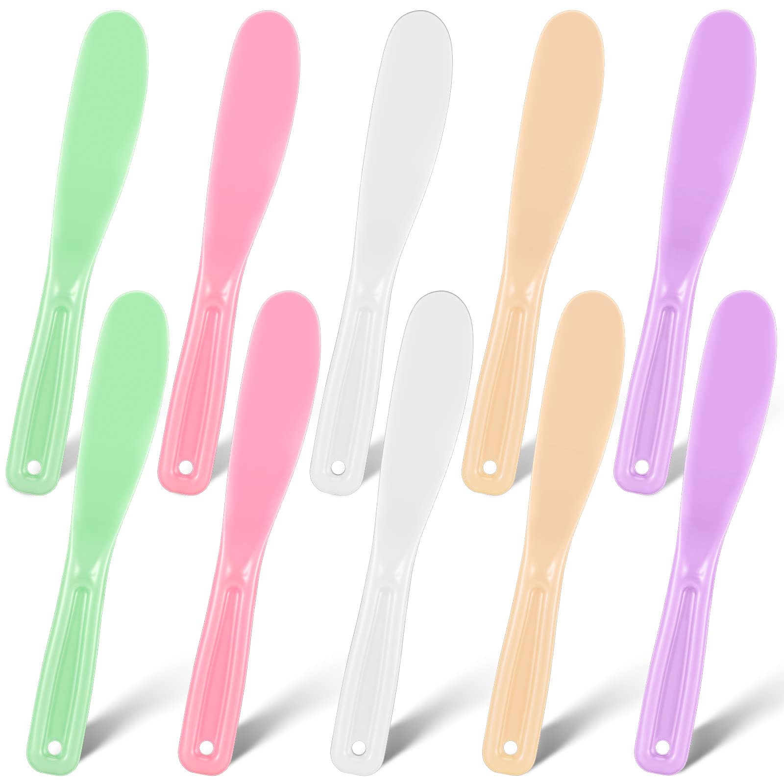 10 Pcs Plastic Cosmetic Spatula Jelly Mask Spatula Skincare Lotion Disposable Spatulas for Facials Face Mask Applicator Makeup Scoop for Facial Tools (Colorful)