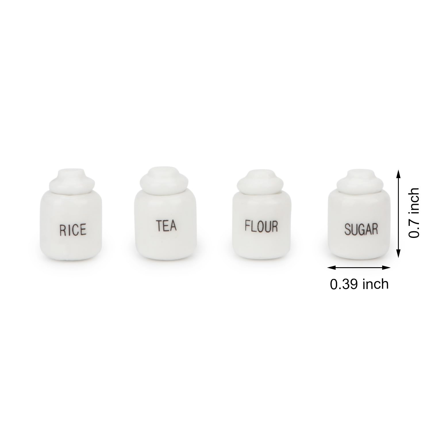 1:12 Scale Kitchen Food Accessories Miniature Sugar Shaker Candy Food Model Pretend Play 4 Jars Set Dollhouse Ornament Mini Scene Accessories Restaurant Candy Simulation (Porcelain)