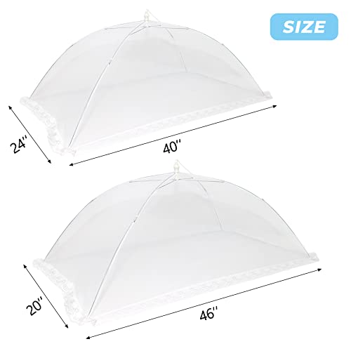 2 Pcs Extra Large Mesh Food Cover Tent(46"x20", 40"x24")Umbrella Food Screen Covers for Outside Pop-up Mesh Reusable and Collapsible Food Nets for Parties Picnics Outdoor BBQs…