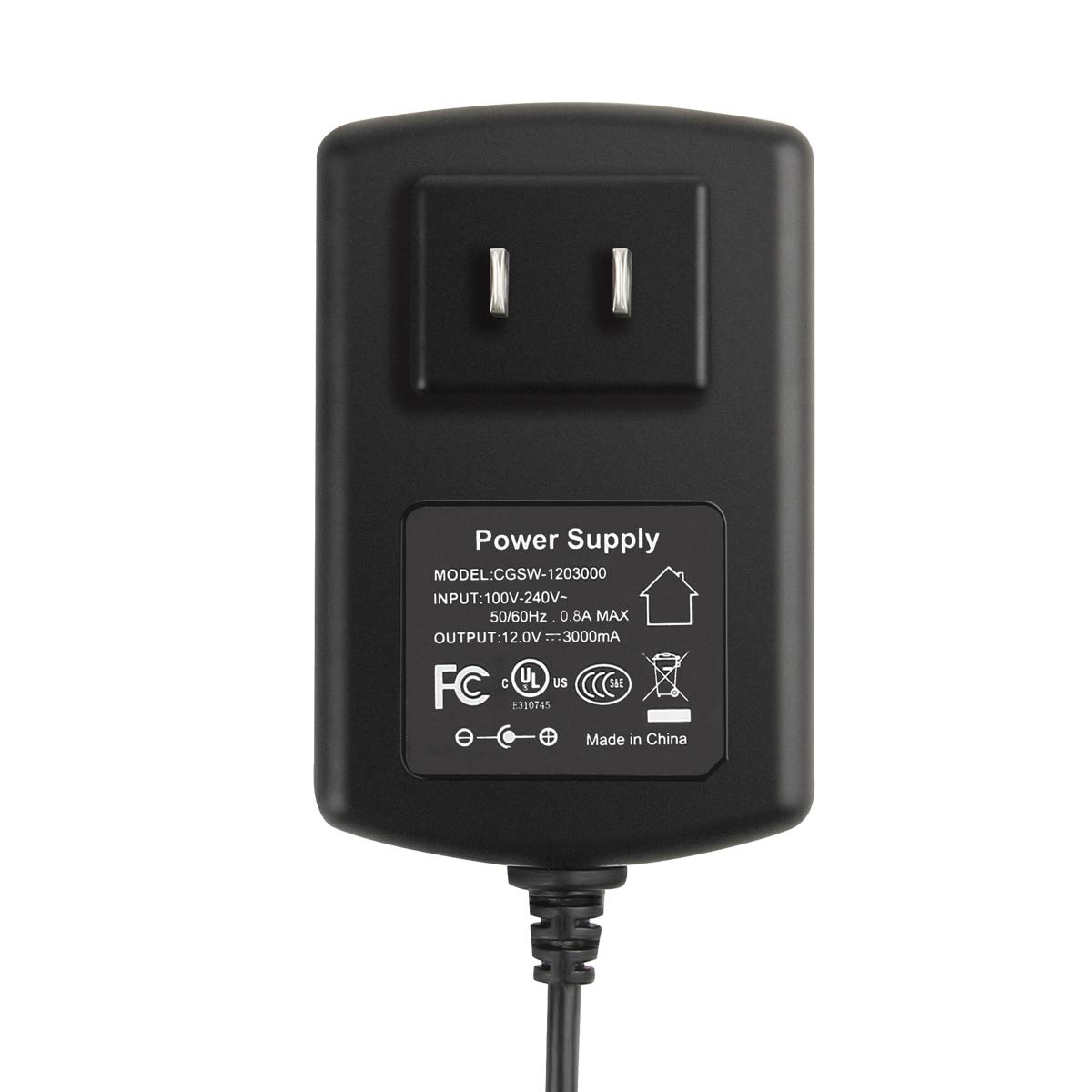12V 3A Power Supply Adapter SUEPRNIGHT AC 100-240V to DC 12 Volt Power Supply Transformer Converter with 5.5mm x 2.1mm Plug for Router Led Strip Lights CCTV Camera