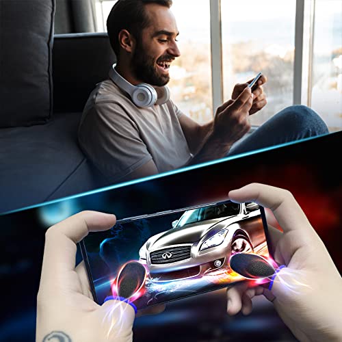 100 PCS Silver Fiber Gaming Finger Sleeves,Game Controller Finger Thumb Sleeves Finger Seamless Touchscreen Anti-Sweat Breathable Finger Covers,Compatible with for Most Mobile Phone