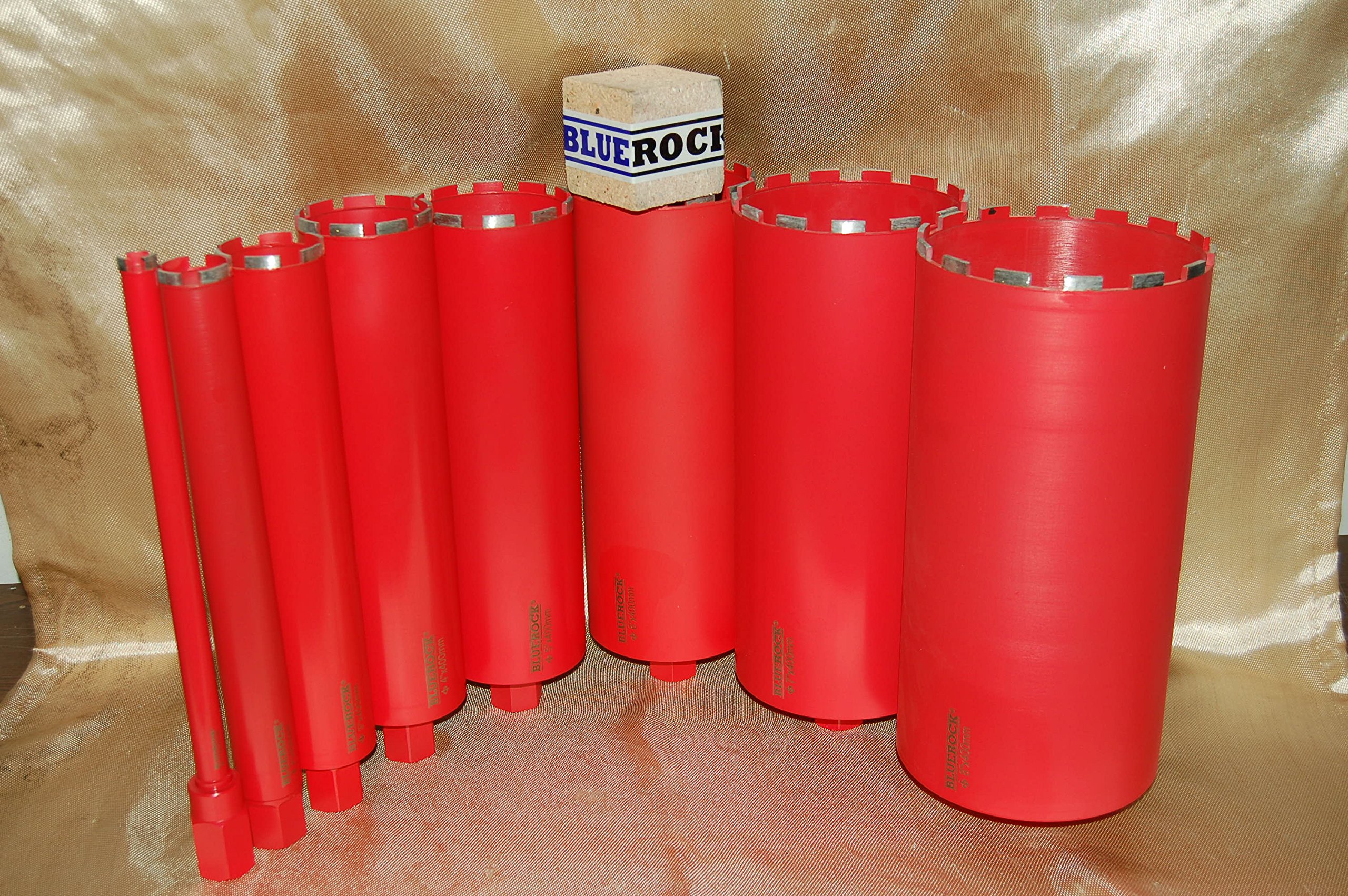 1" - 8" Inch Diamond Wet Core Drill Bit Set 1-1/4” Threaded by BLUEROCK Tools for Concrete Rebar Asphalt Brick Rock Masonry Hole Barrel Coring Bits