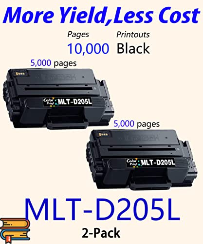 2-Pack of BlackColorPrint Compatible MLTD205L Toner Cartridge Replacement for Samsung MLT-D205L D205L 205L Work with ML-3312ND ML-3312DW ML-3712ND SCX-4835FD SCX-4835FR SCX-5339FR SCX-5739FW Printer