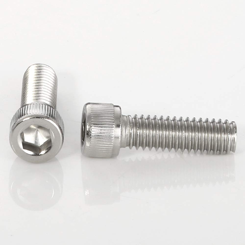1/4-20 x 1/2", 5/8", 3/4", 7/8", 1" Socket Head Cap Screws, Stainless Steel 18-8 (304), Bright Finish, Fully Threaded, Allen Hex Drive, 50 PCS