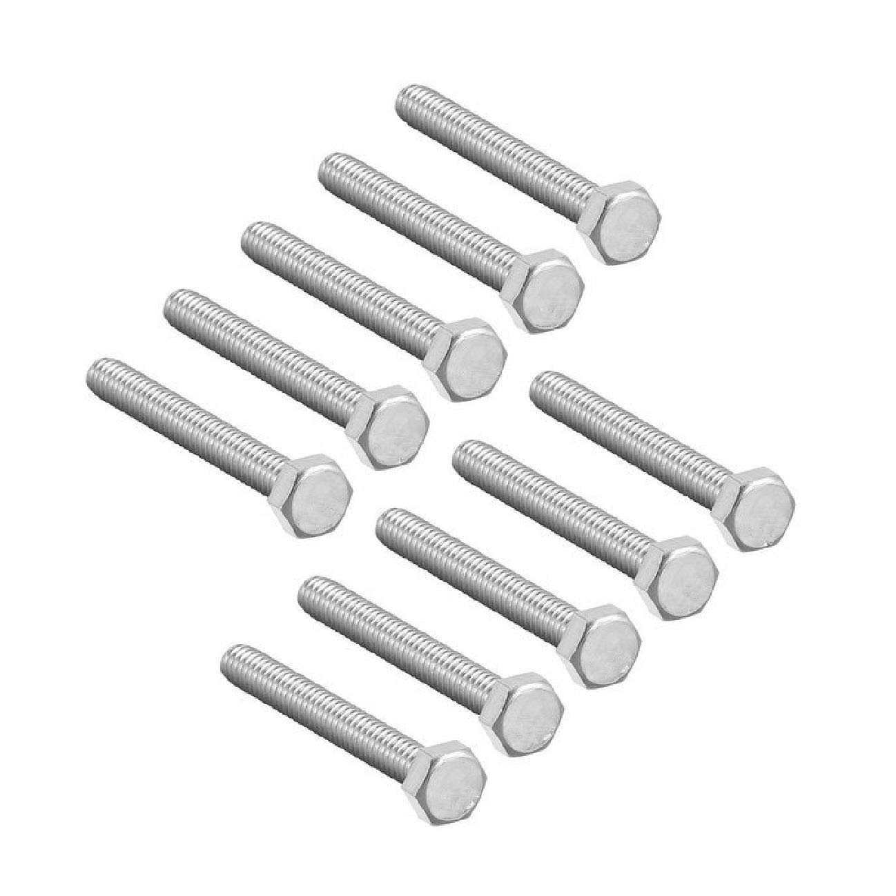 10 x Hex Head Set Screw Bolts M10 x 75mm, Fully Threaded, Bright Zinc Plated