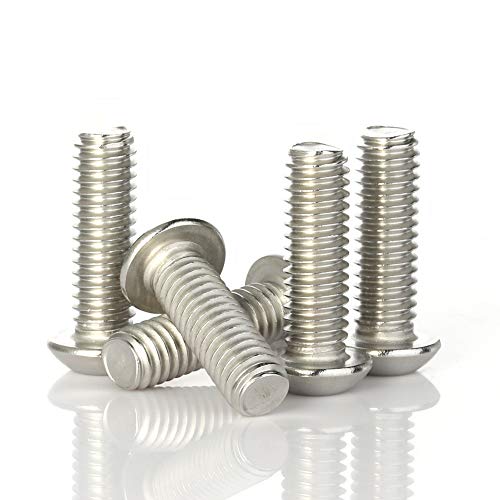 1/4-20 x 1 Button Head Socket Cap Screws, 18-8 Stainless Steel 304, Allen Hex Drive, Bright Finish, Full Thread, 25 PCS