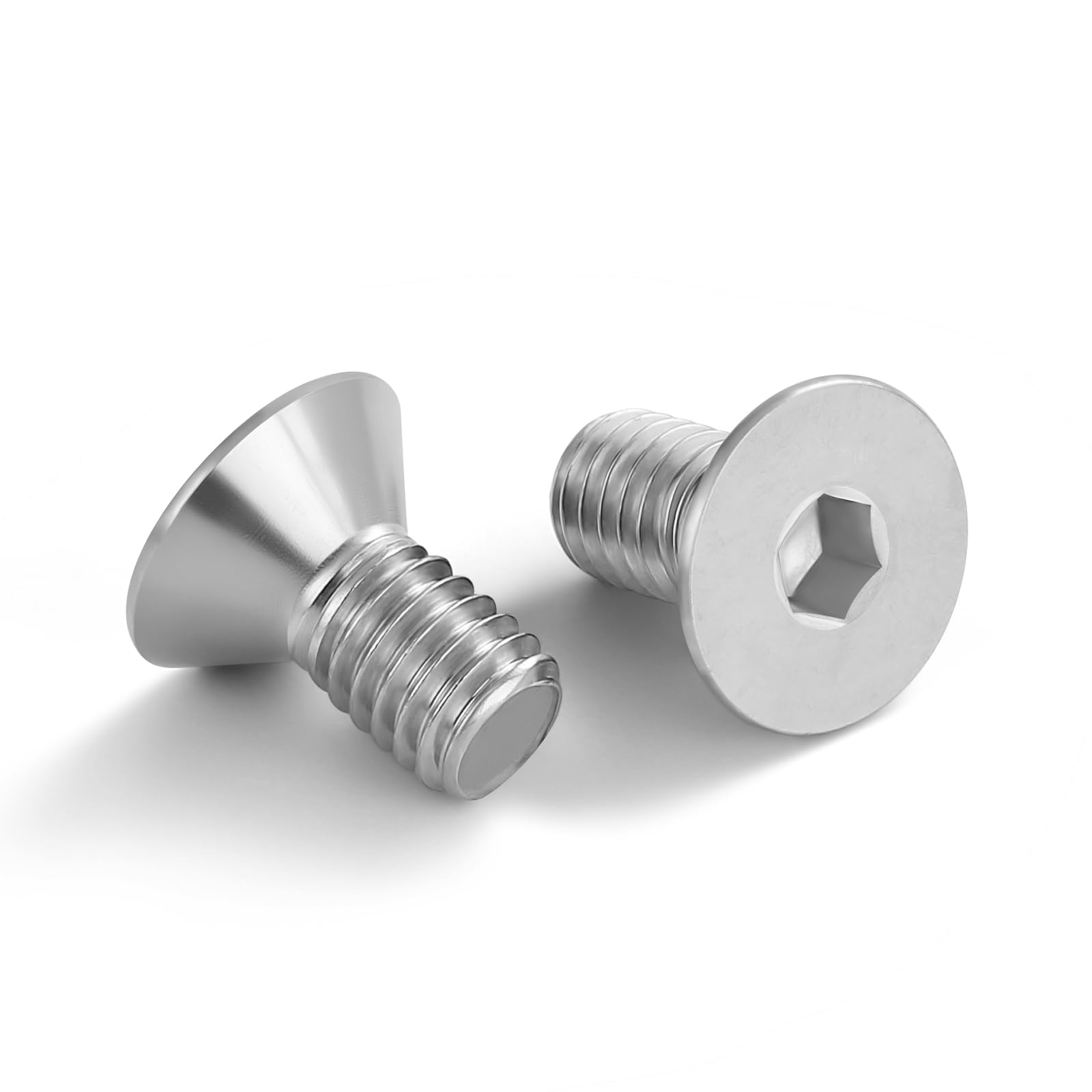 1/4-20 x 1/2" Flat Head Socket Cap Screws Countersunk Bolts, 304 Stainless Steel 18-8, Bright Finish, 25 PCS