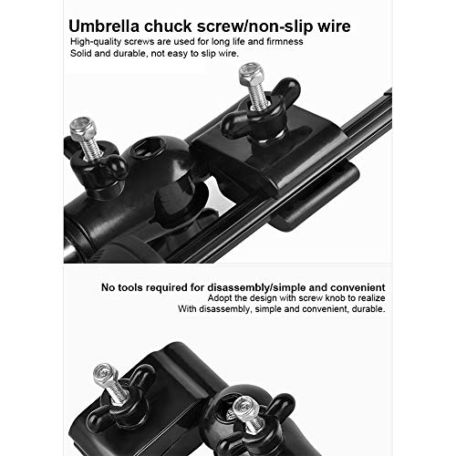 Umbrella Mount Holder, Adjustable Umbrella Mount Stand No Need Wrench to Attach/Detach Umbrella Clamp for Wheelchair, Walker, Rollator, Bicycle, Pram, Stroller(Black)