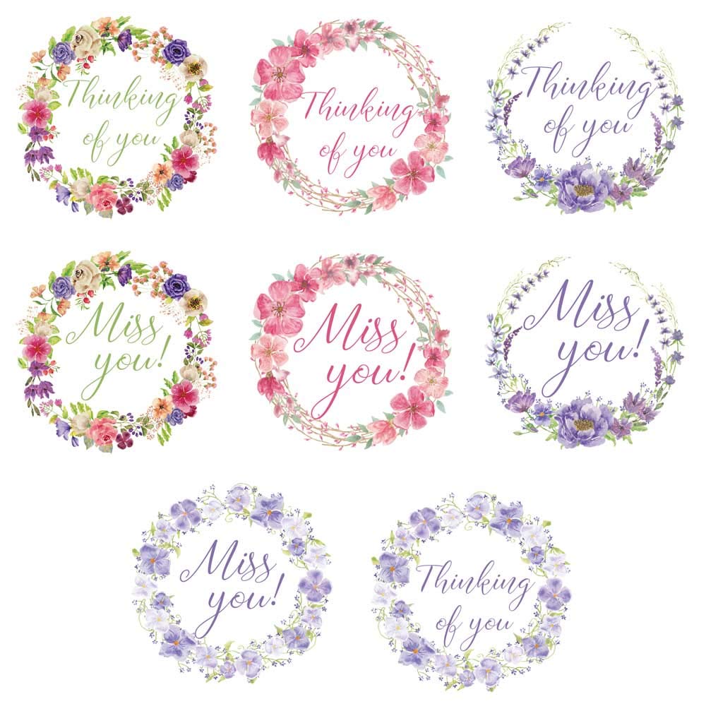 1.9 Inch Miss You Stickers Round Envelope Seal Labels Set of 60 (Miss You/Thinking of)