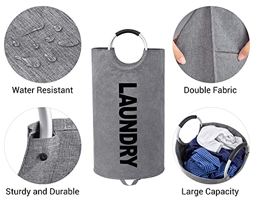 115L Laundry Baskets Collapsible Large Size Laundry Hamper Lightweight Freestanding Foldable Laundry Bag Dirty Clothes Basket for Bathroom (Grey 2)