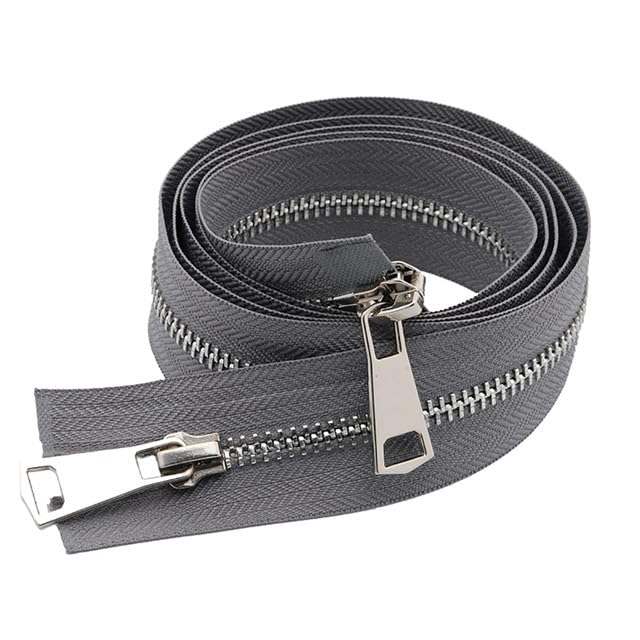 1PCS #8 30inch Two Way Separating Zippers(Open-end Zipper) for Jackets Sewing Coats Crafts,Silver Metal Teeth(Grey Belt-30in 1PCS)