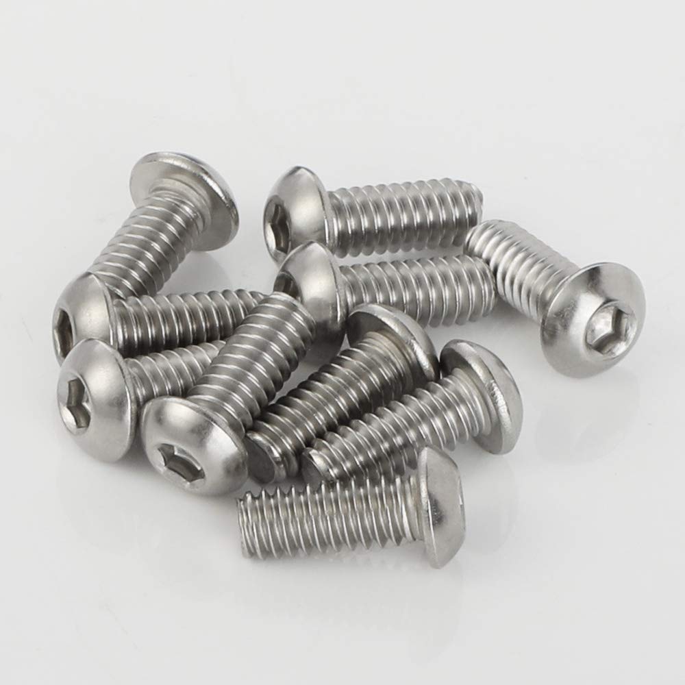 1/4-20 x 1/2", 3/4", 1", 1-1/4", 1-1/2" Button Head Socket Cap Screws Screw Assortment, Stainless Steel 18-8, Allen Hex Drive, 50 PCS