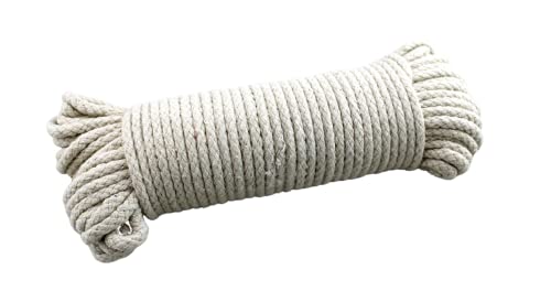 100 Ft Heavy Duty Braided Cotton Rope Clothesline #6 1/4" 6 mm Multi Purpose Home Boat Camping Ivory