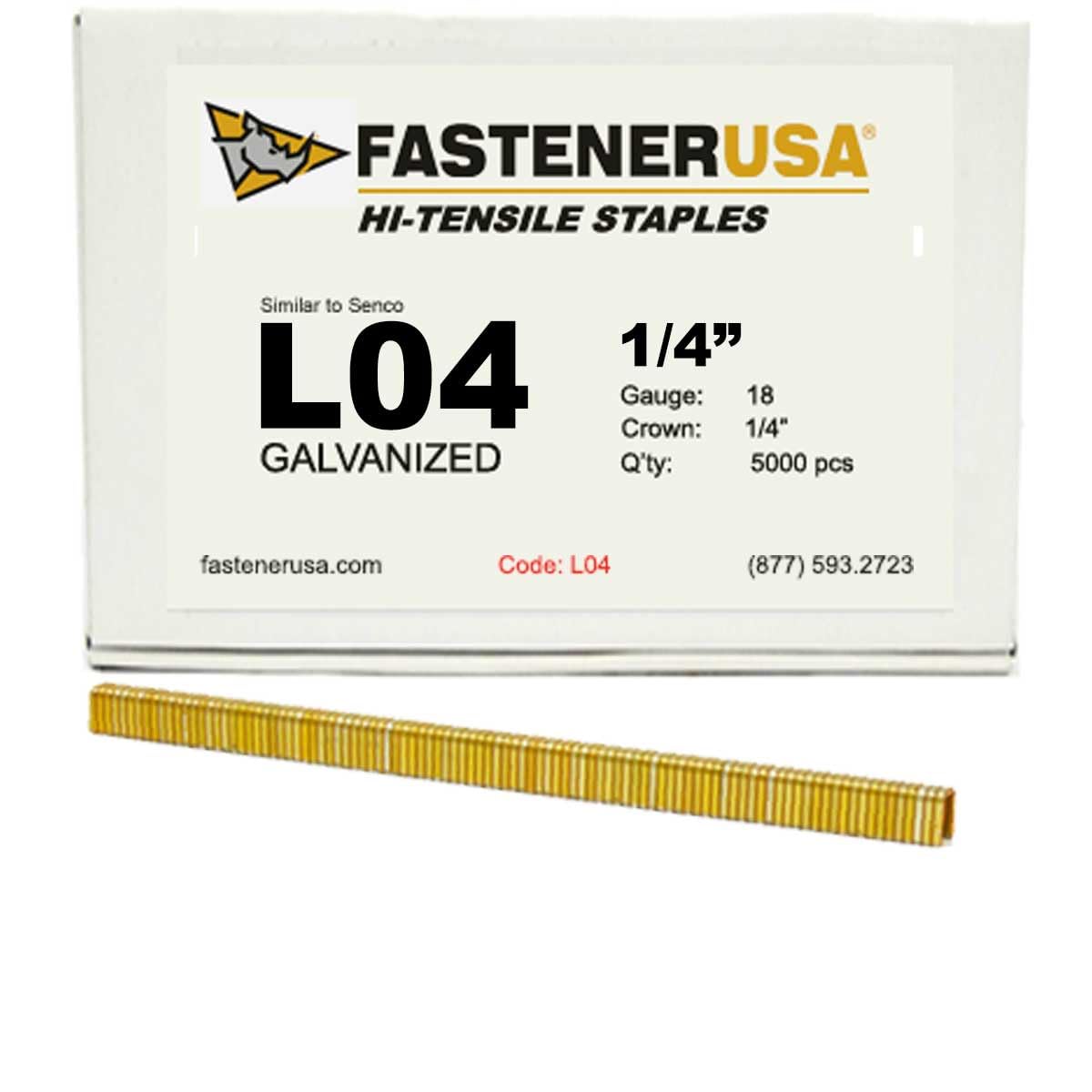 1/4" Leg x 1/4" Crown 18GA GALV L04 Staples 5,000ct | L04