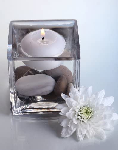 10 Hour Floating Candles, 3β White Unscented Dripless Wax Discs, for Cylinder Vases, Centerpieces at Wedding, Party, Pool, Holiday (24 Set)